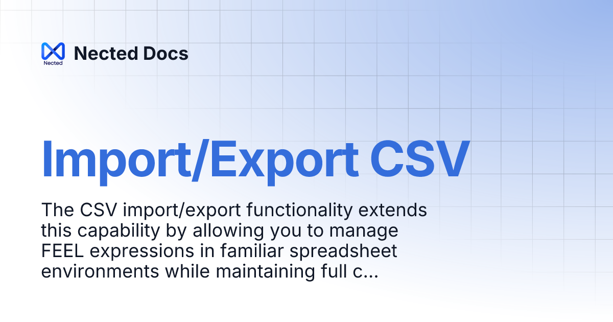 Import/Export CSV | Nected Docs